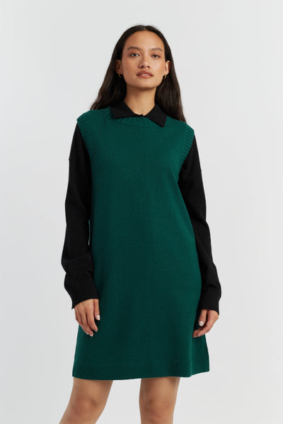 Emerald Wool-Cashmere Mini Dress - Chinti & Parker UK
