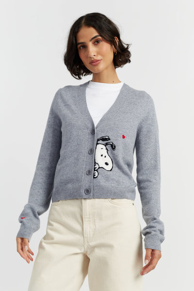 Grey Wool-Cashmere Snoopy Peek Cardigan - Chinti & Parker UK