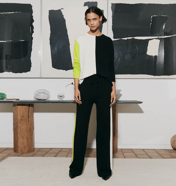 Cream Wool-Cashmere Star Wide-Leg Track Pants - Chinti & Parker UK