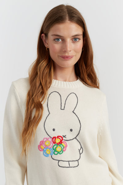 Cream Cotton Miffy Hand Embroidered Sweater - Chinti & Parker UK