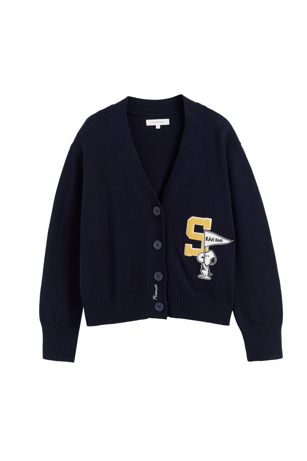 Navy Cotton Snoopy Varsity Cardigan - Chinti & Parker UK