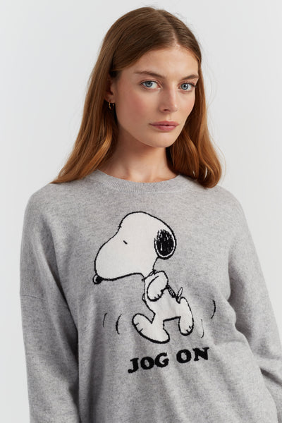 Light-Grey Wool-Cashmere Jog On Snoopy Sweater - Chinti & Parker UK