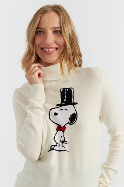 Cream Wool-Cashmere Top Hat Snoopy Sweater - Chinti & Parker UK
